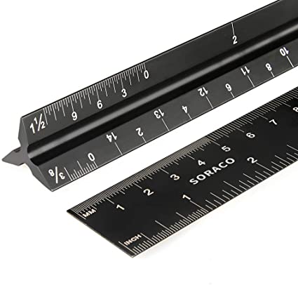 Regla de escala arquitectónica triangular de 12.0 in y regla de ...