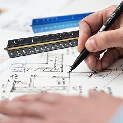 Regla de escala arquitectónica, dos regla triangular de escala ...