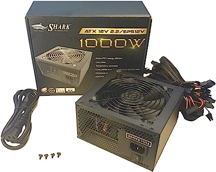 SHARK TECHNOLOGY 1000W Black ATX12V EPS12 Silent 120mm Fan Gaming PC 2X ...