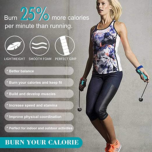 Redify Weighted Cordless Jump Rope for Fitness[Suitable for Different ...