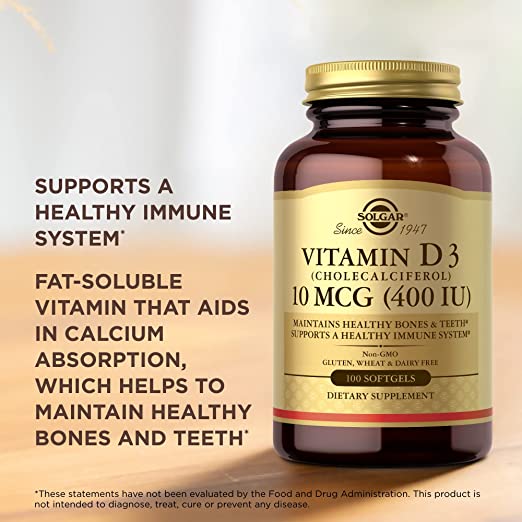 Solgar Vitamina D3 (colecalciferol) 250 mcg (10,000 UI) - 100 cápsulas blandas - Ayuda a ...