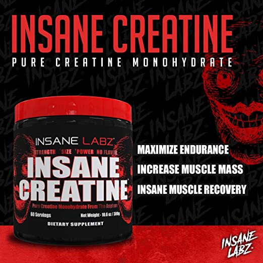 Insane Labz Insane Creatina Monohidrato en polvo – Sin sabor, pre ...