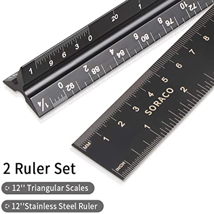 Regla de escala arquitectónica triangular de 12.0 in y regla de ...