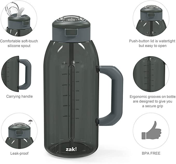 Zak Designs Genesis Botella de agua de plástico Tritan duradera con ...